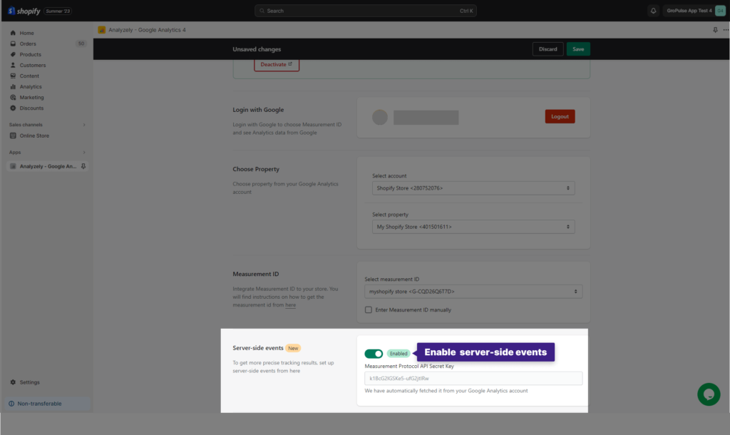 How to Enable Server-Side Events in the Analyzely App - GroPulse