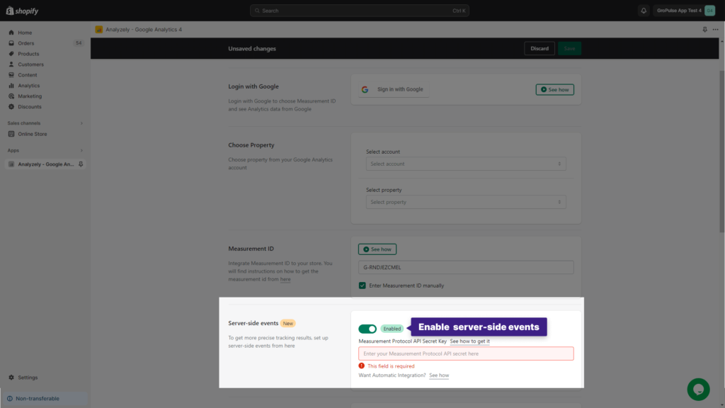 How to Enable Server-Side Events in the Analyzely App - GroPulse